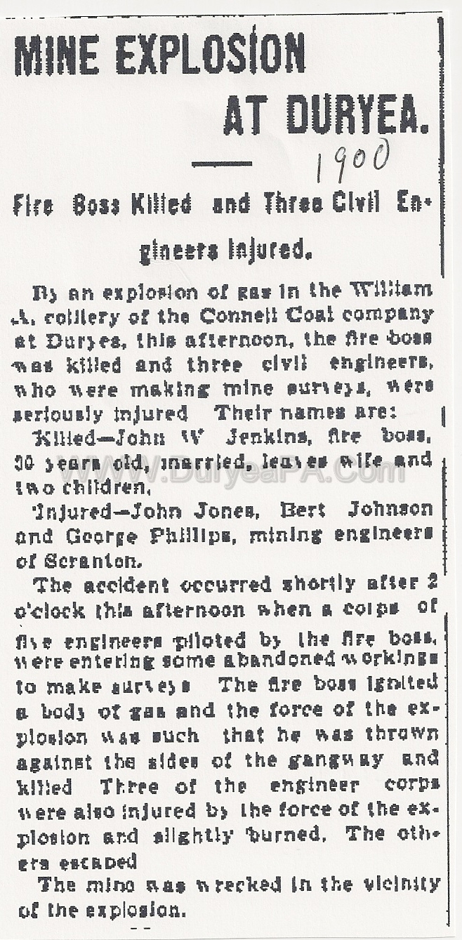 Duryea Pennsylvania Historical Homepage 1900 to 1909