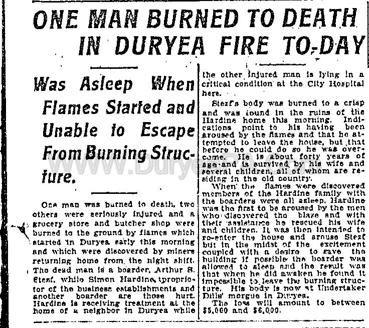 Duryea Pennsylvania Historical Homepage 1910 to 1919